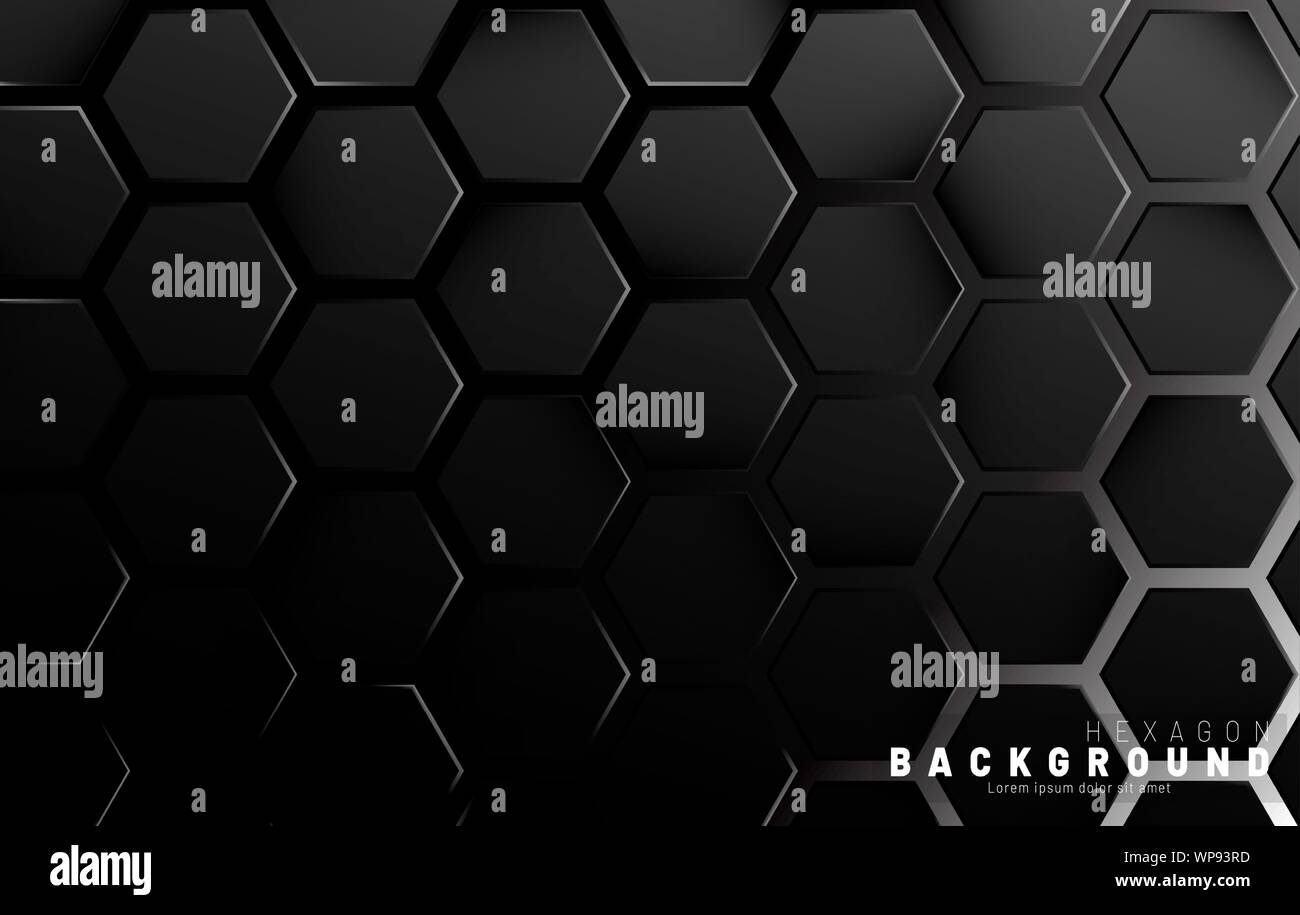 Abstract black hexagon pattern on a technology style of neon gradient background. Honeycomb ...