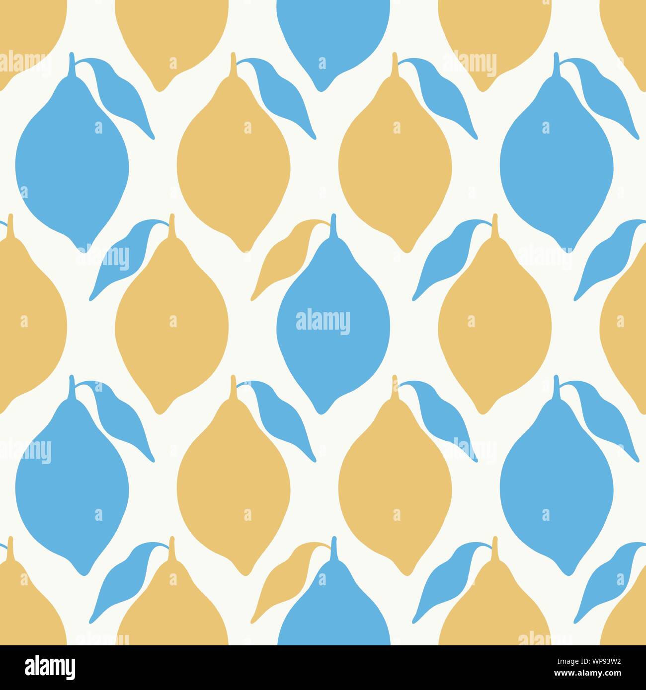 Stylized lemon geometric seamless pattern in yellow and blue. A simple ...