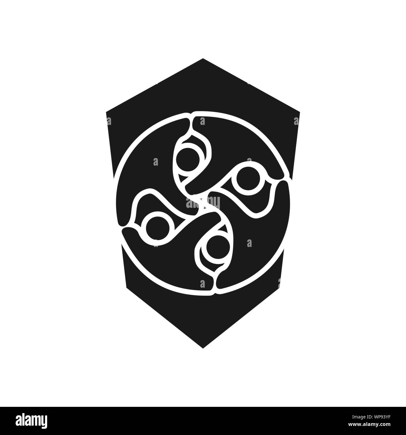 shield secure Commitment Teamwork Together Black Logo Stock Vector ...