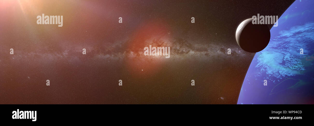 planet Neptune with its largest moon Triton Stock Photo - Alamy