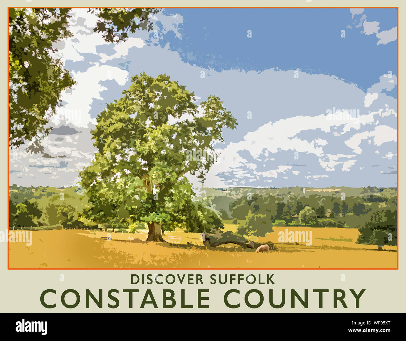 Dedham Vale and in the distance Dedham church of St Mary the Virgin an ...