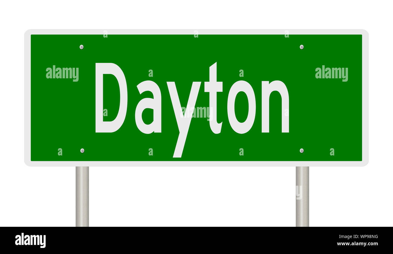 Rendering of a green highway sign for Dayton Ohio Stock Photo - Alamy