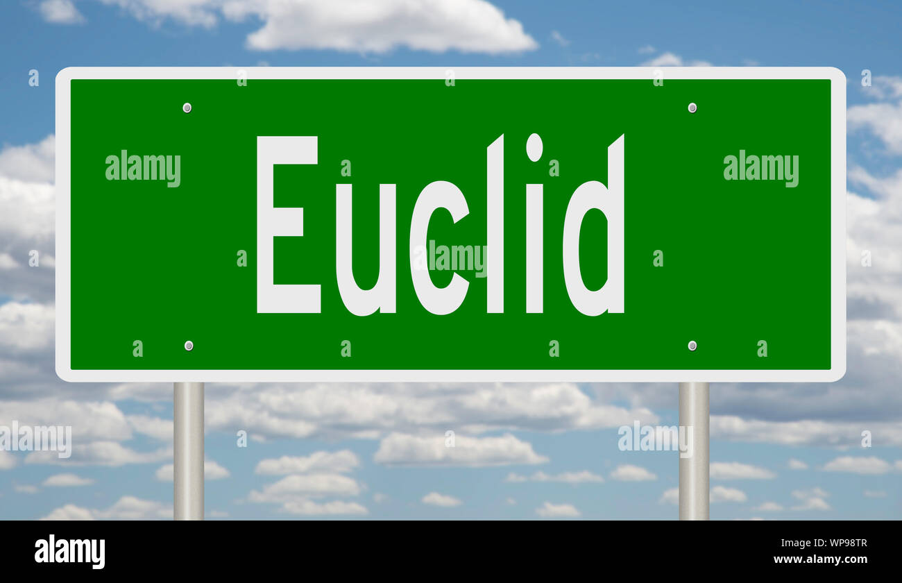 Rendering of a green highway sign for Euclid Ohio Stock Photo - Alamy