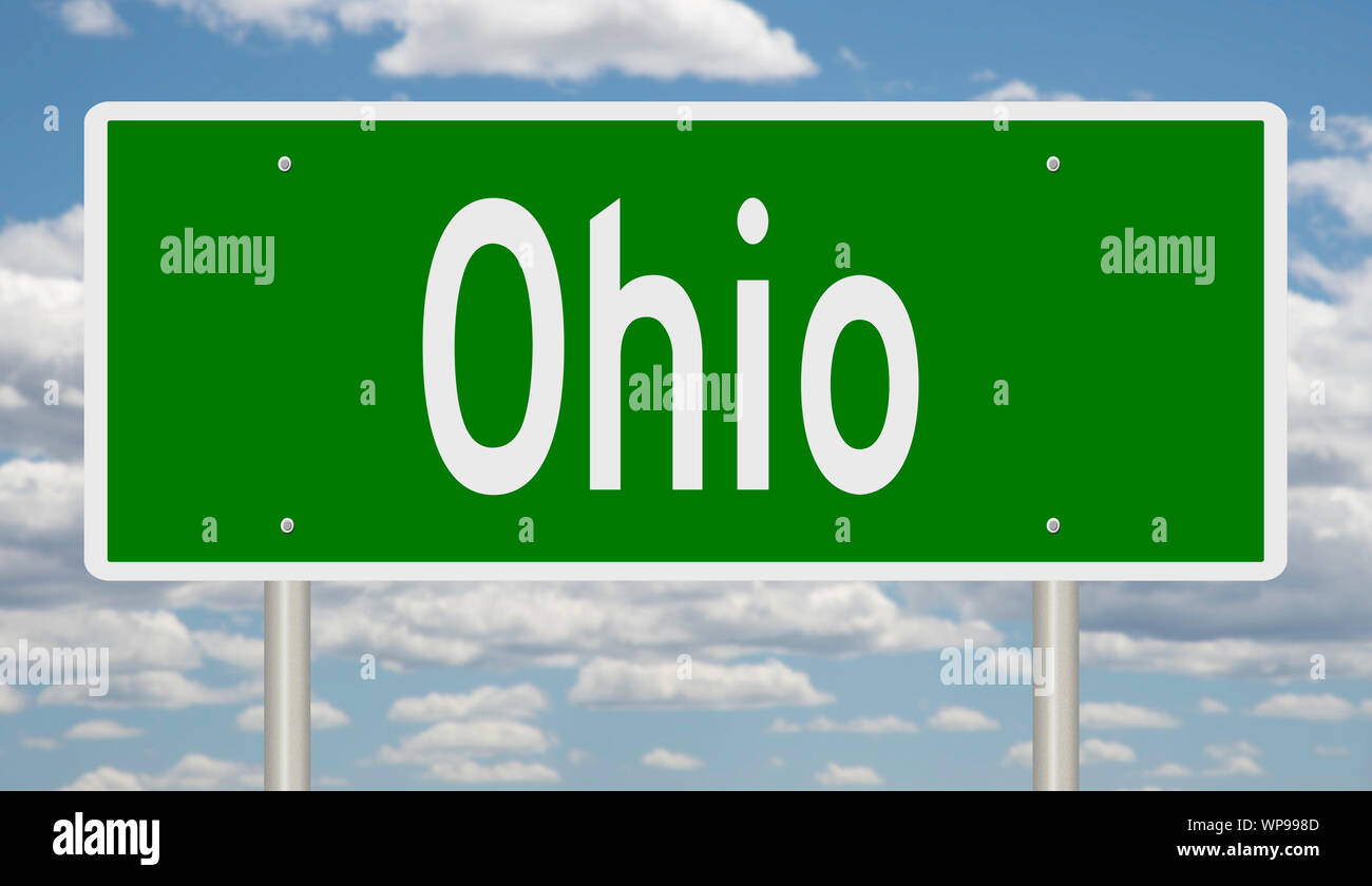 Rendering of a green highway sign for Ohio Stock Photo - Alamy