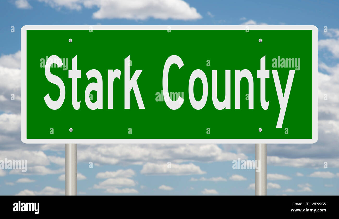Rendering of a green highway sign for Stark County Ohio Stock Photo - Alamy
