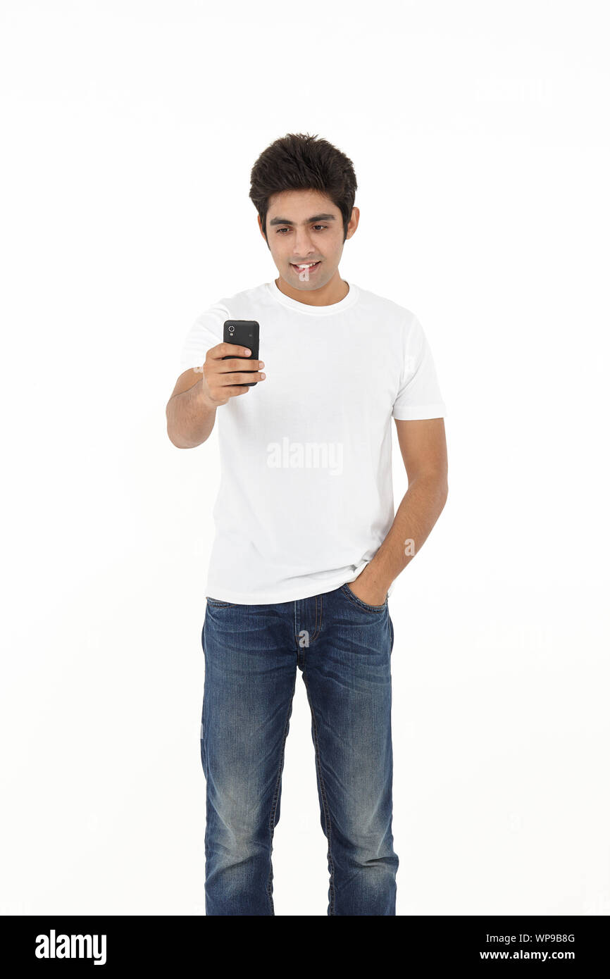 Man text message Cut Out Stock Images & Pictures - Alamy