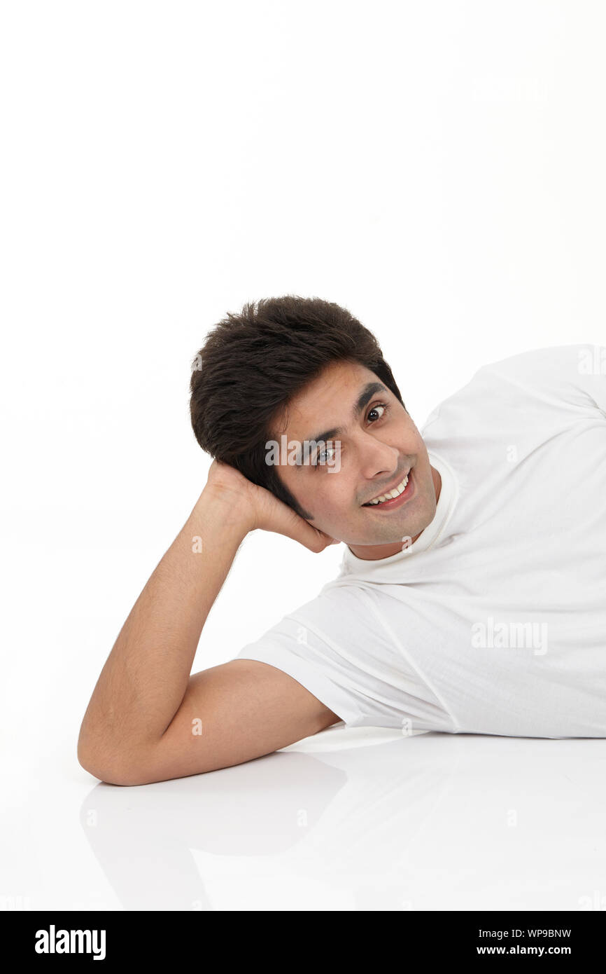 Man lying floor side hi-res stock photography and images - Alamy