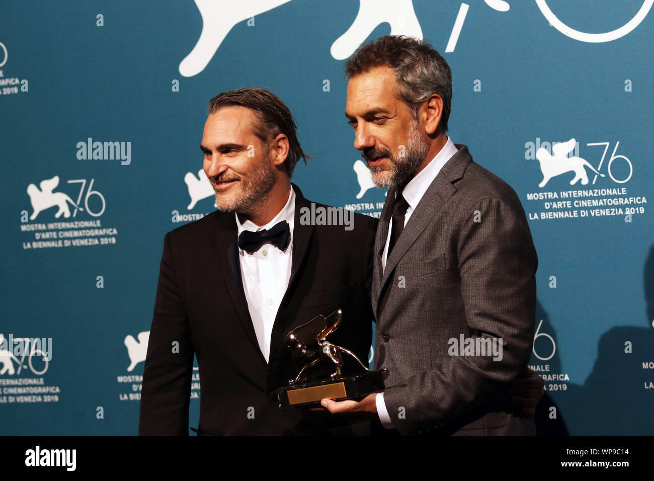 Italy, Lido di Venezia, September 7, 2019 : (L) Actor Joaquin Phoenix ...