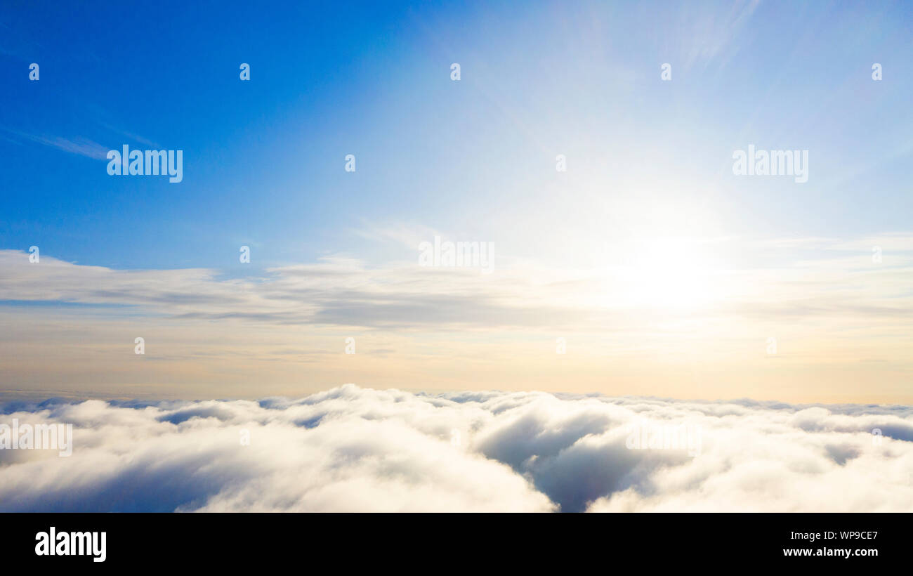 Aerial view White clouds in blue sky. Top view. View from drone. Aerial ...