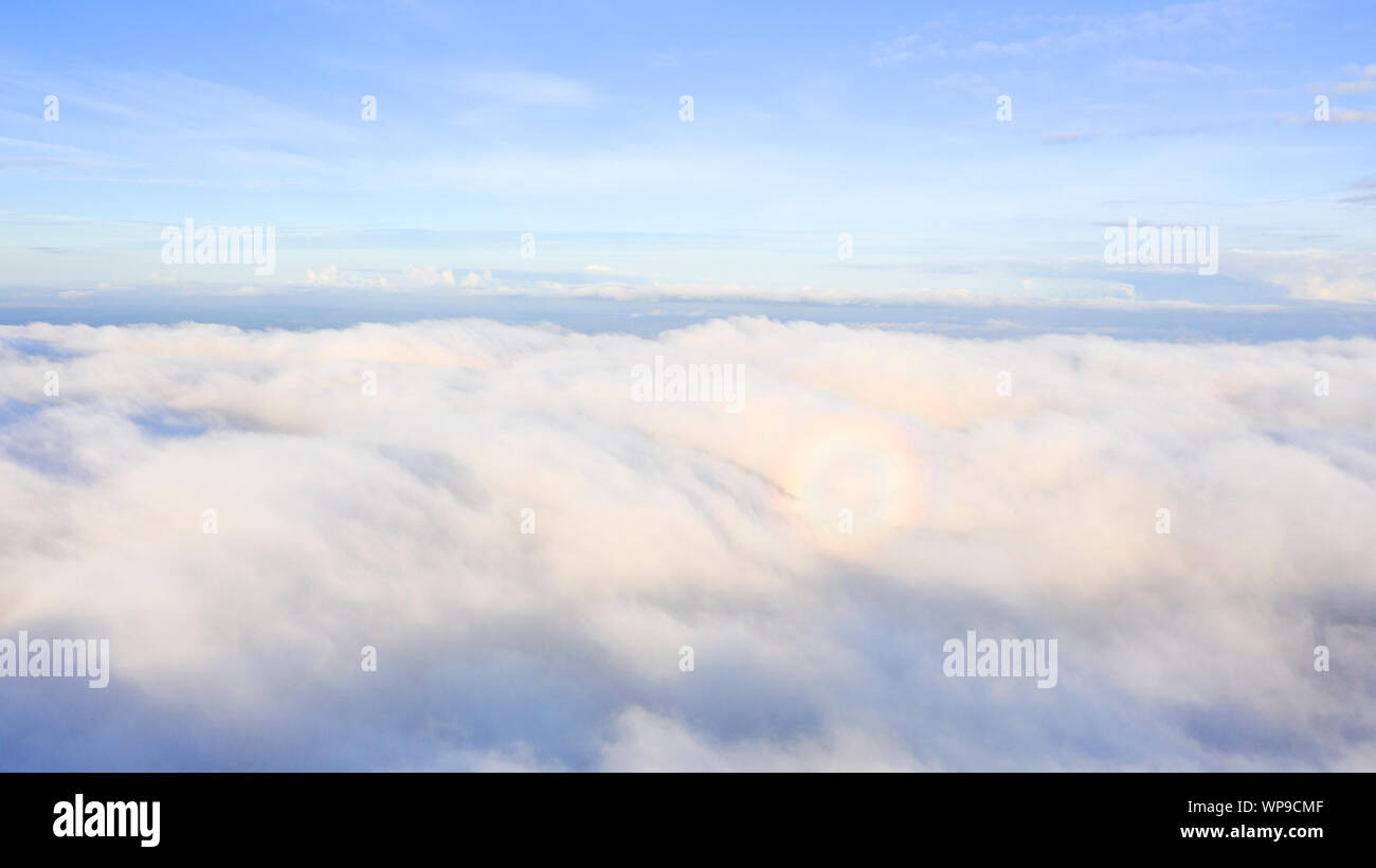 Aerial view White clouds in blue sky. Top view. View from drone. Aerial ...