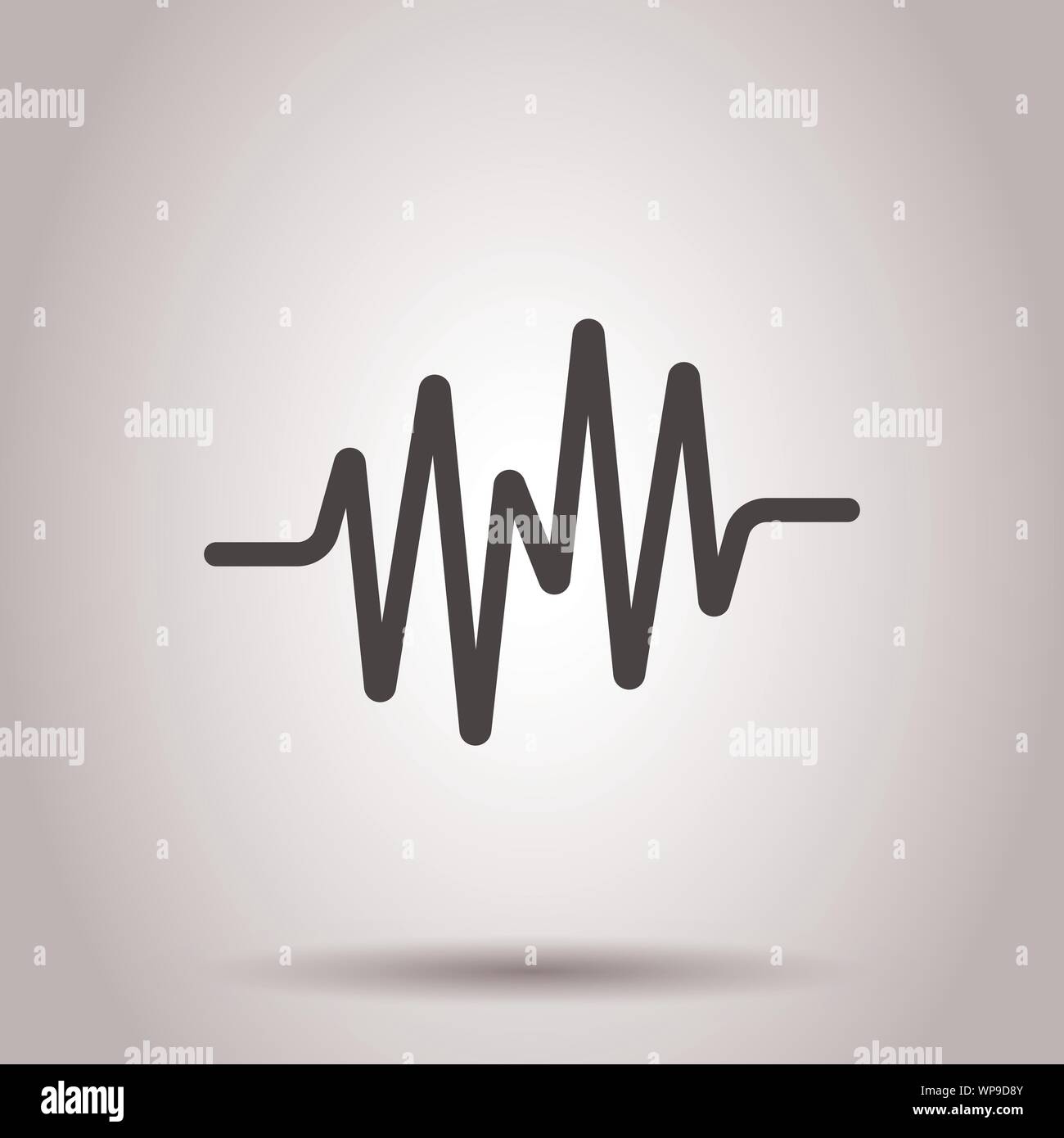 Sound wave icon in flat style. Heart beat vector illustration on ...