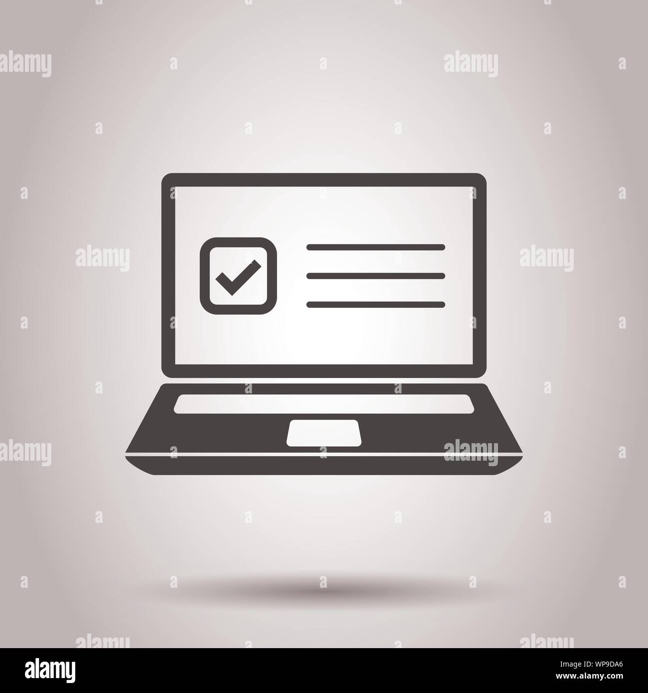 Questionnaire laptop icon in flat style. Online survey vector ...
