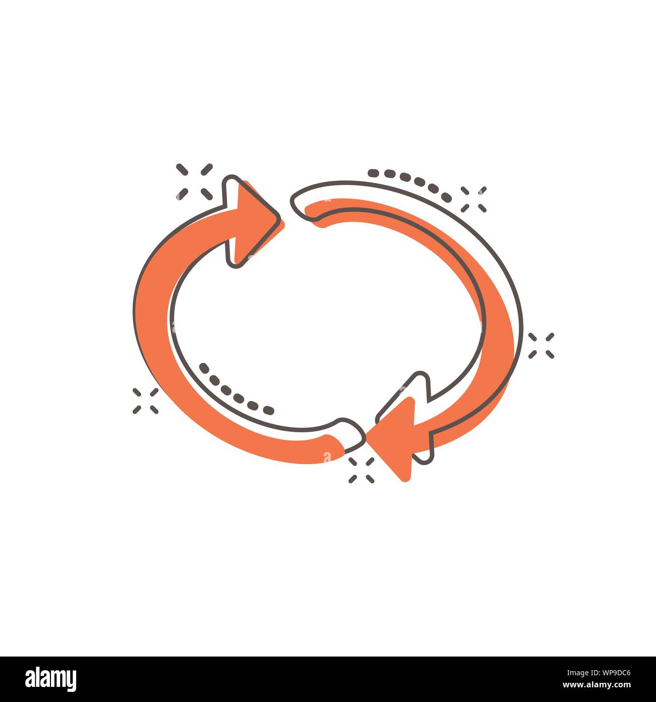 Arrow rotation icon in comic style. Sync action vector cartoon ...