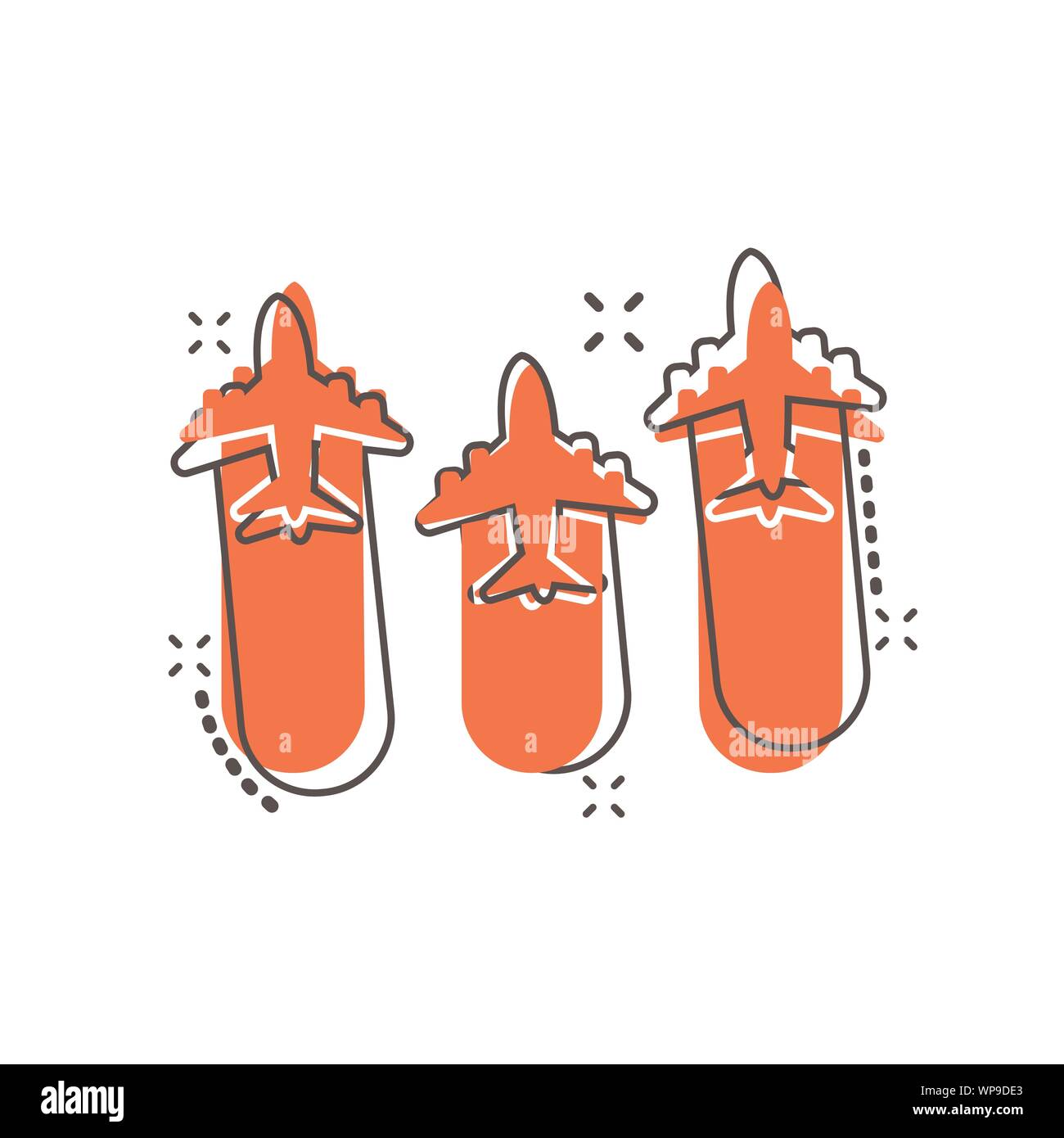 Airplane sign vector icon in comic style. Airport plane cartoon ...