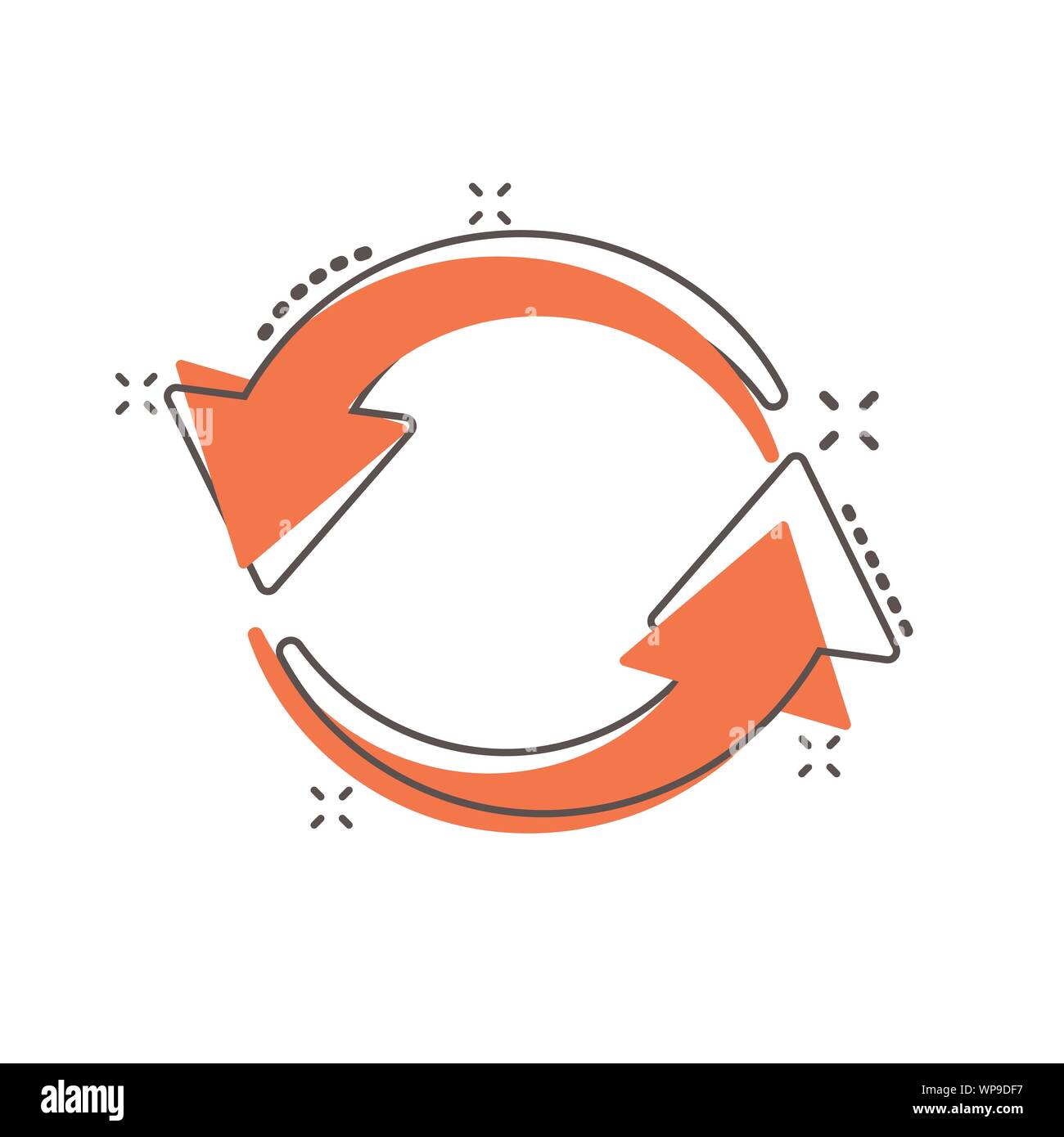Arrow rotation icon in comic style. Sync action vector cartoon ...