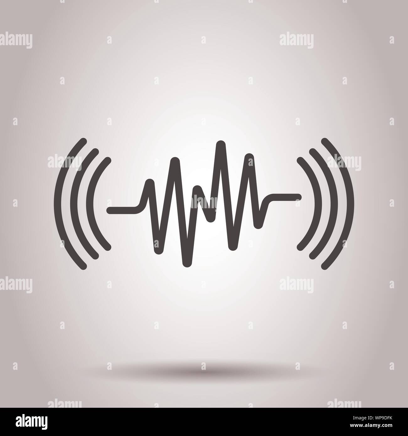 Sound wave icon in flat style. Heart beat vector illustration on ...