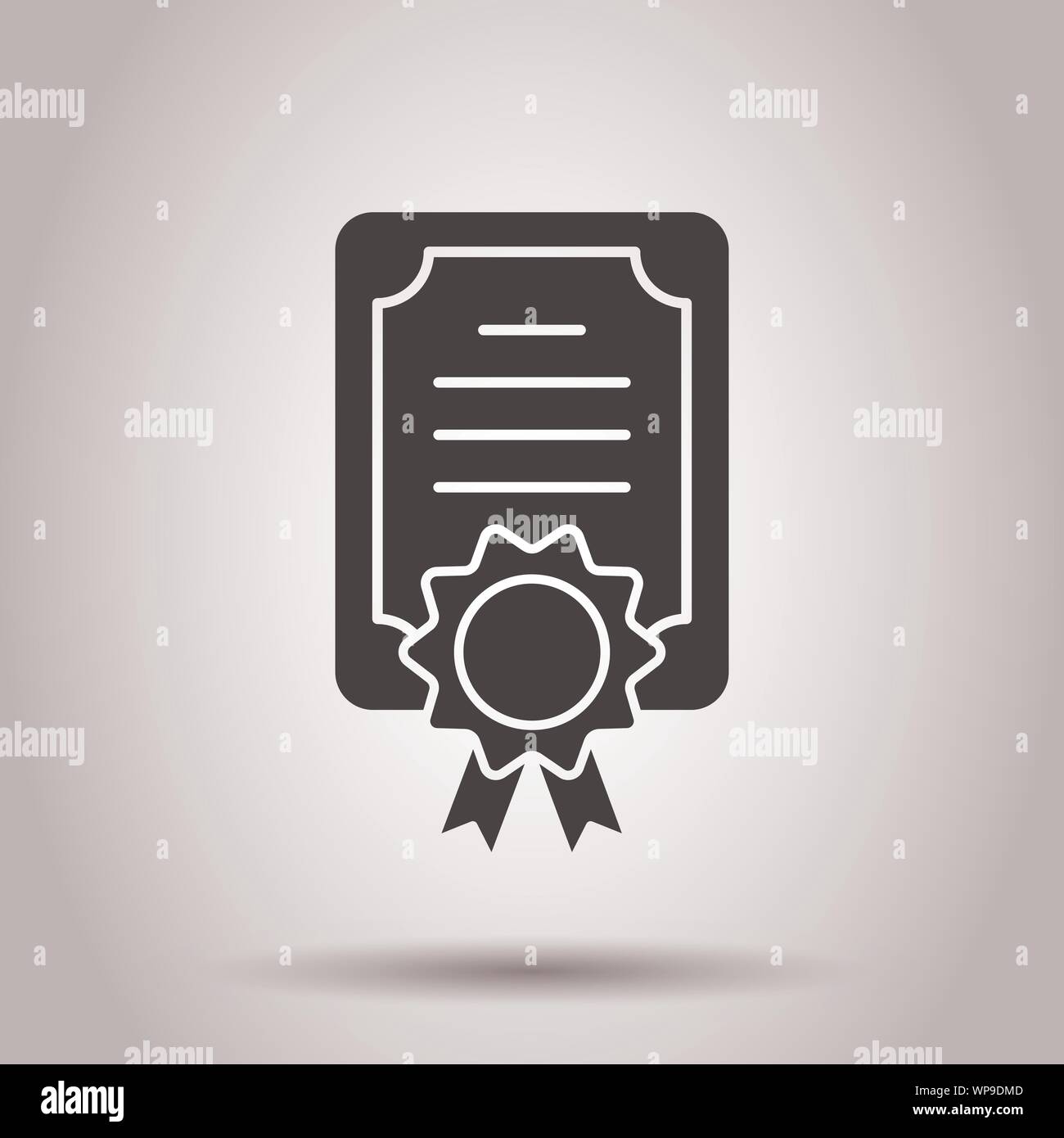 Certificate icon in flat style. License badge vector illustration on ...