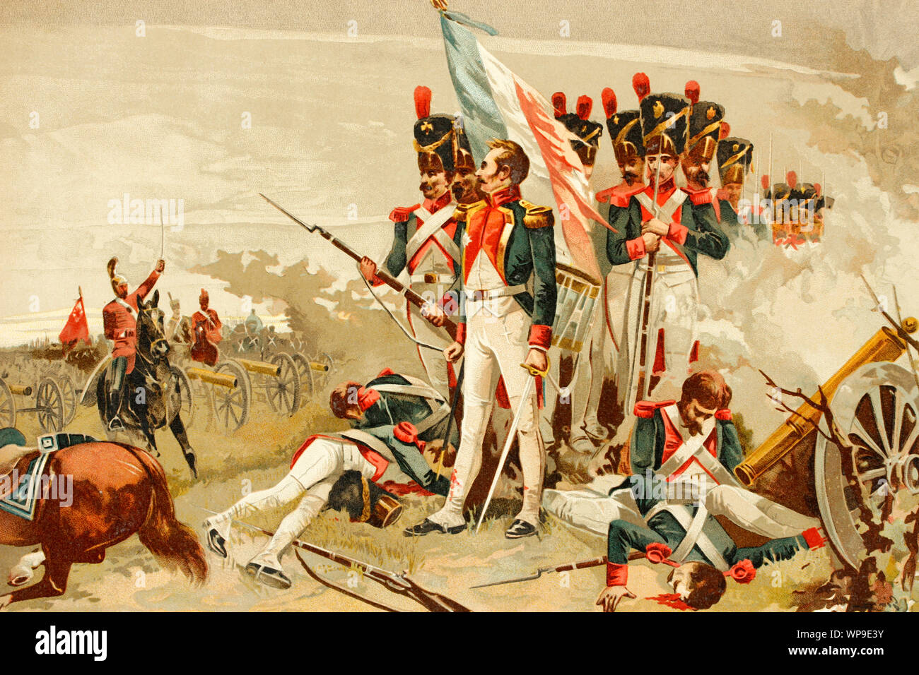 Battle of Waterloo, Belgium. 1815. French soldiers, imperial guard ...