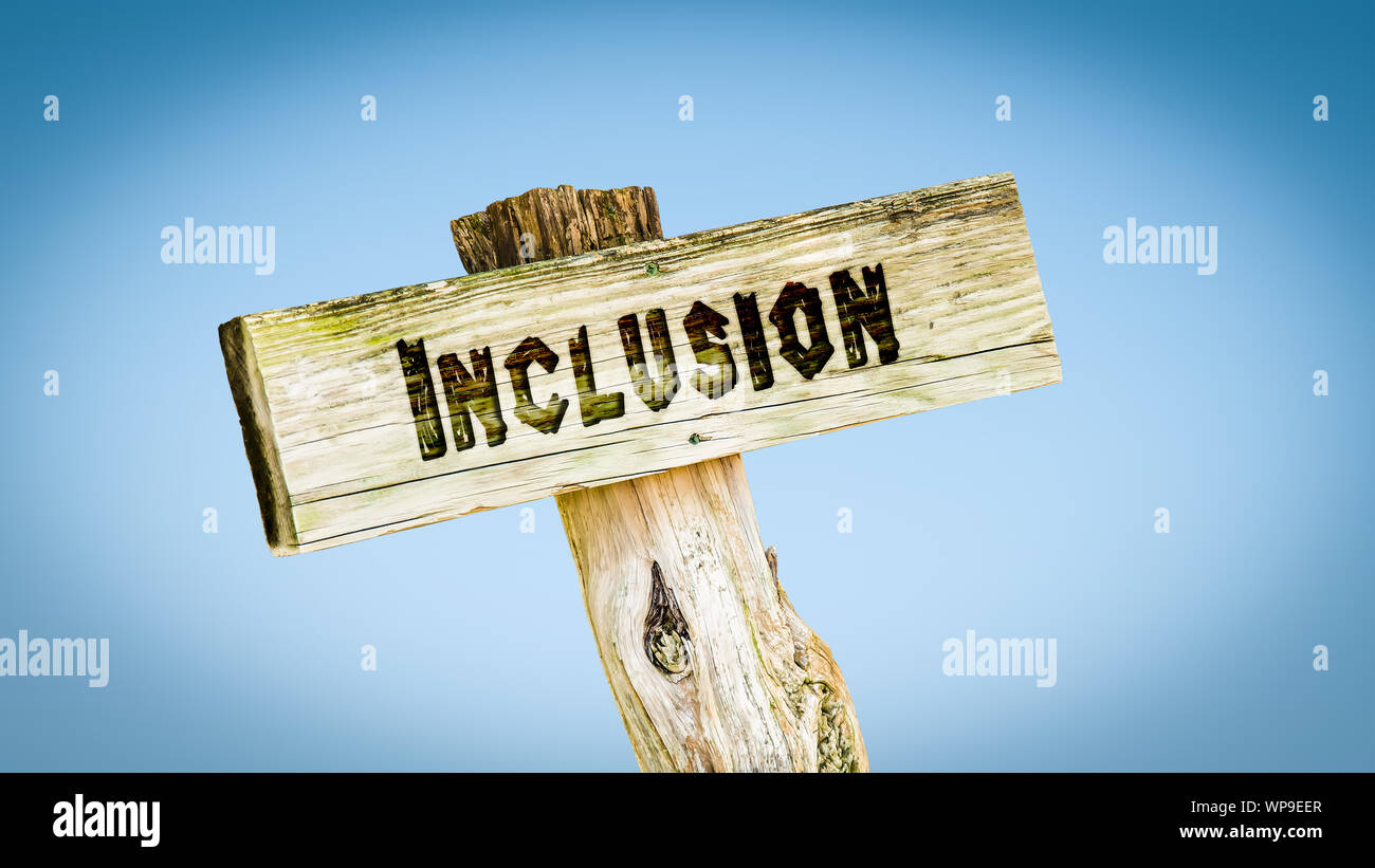 Street Sign the Direction Way to Inclusion Stock Photo - Alamy