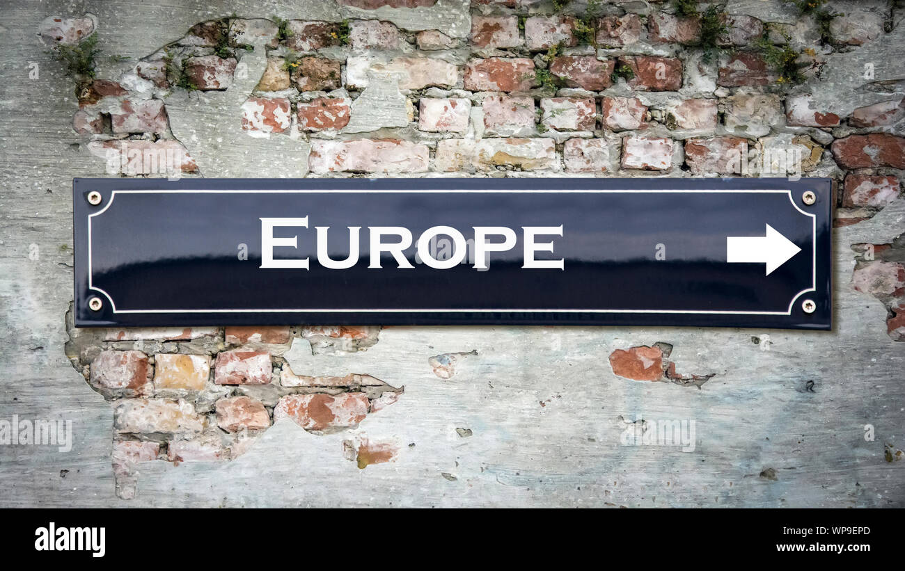Street Sign the Direction Way to Europe Stock Photo - Alamy
