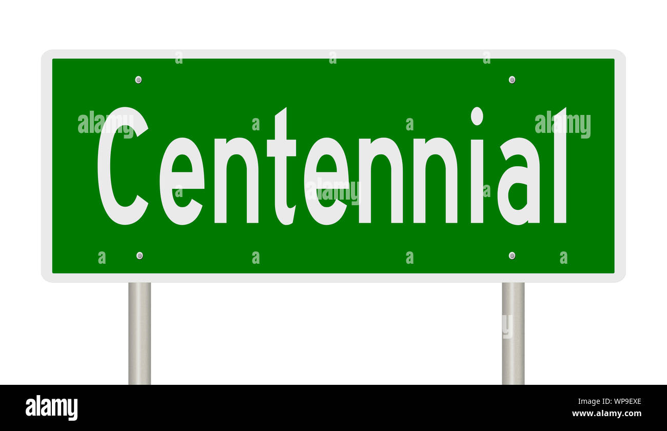 Rendering of a green highway sign for Centennial Colorado Stock Photo ...