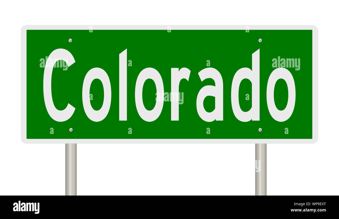 Rendering of a green highway sign for Colorado Stock Photo - Alamy