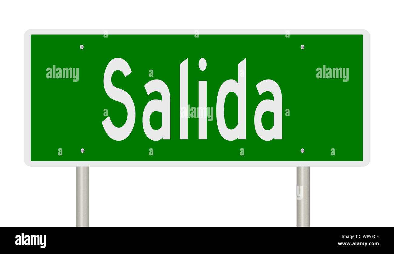 Rendering of a green highway sign for Salida Colorado Stock Photo - Alamy