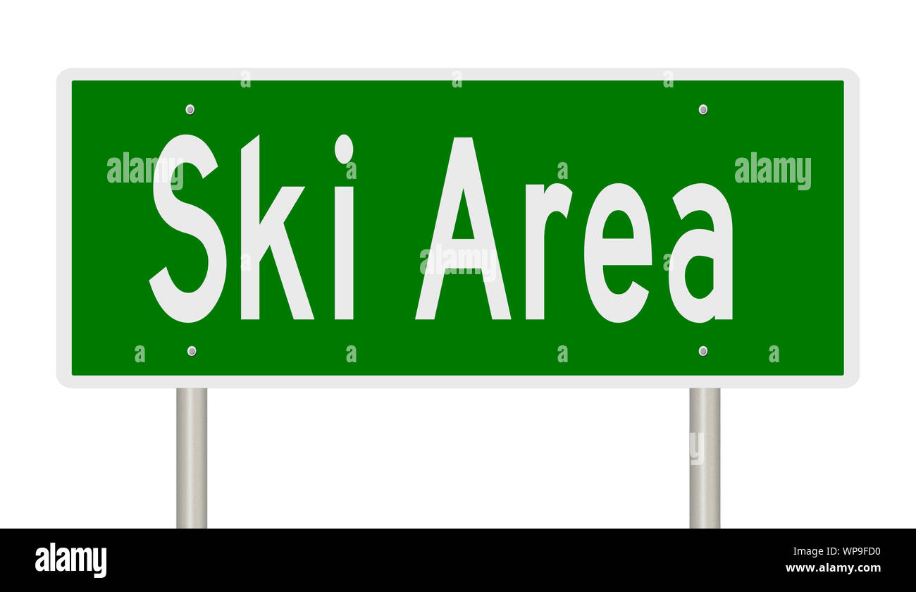 Rendering of a green highway sign for Ski Area Stock Photo - Alamy