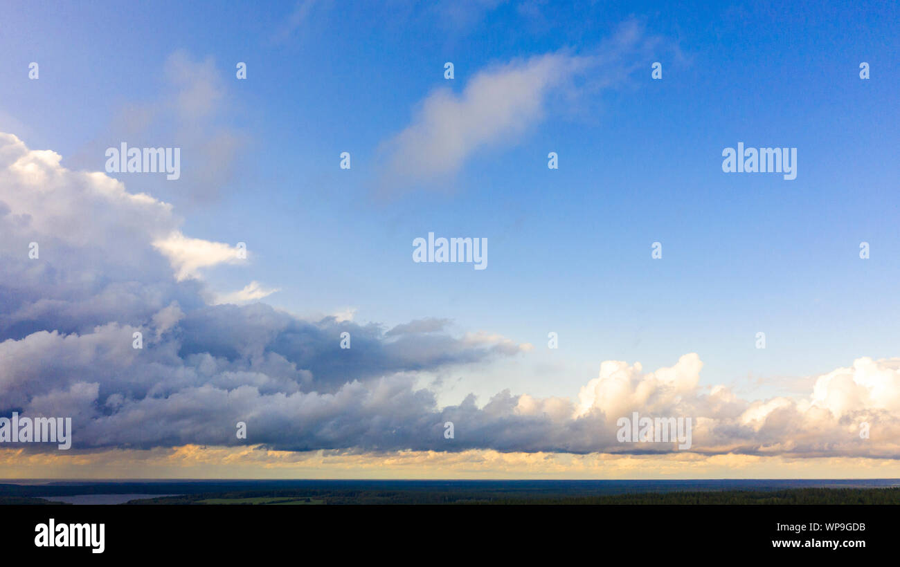 Aerial view White clouds in blue sky. Top view. View from drone. Aerial ...