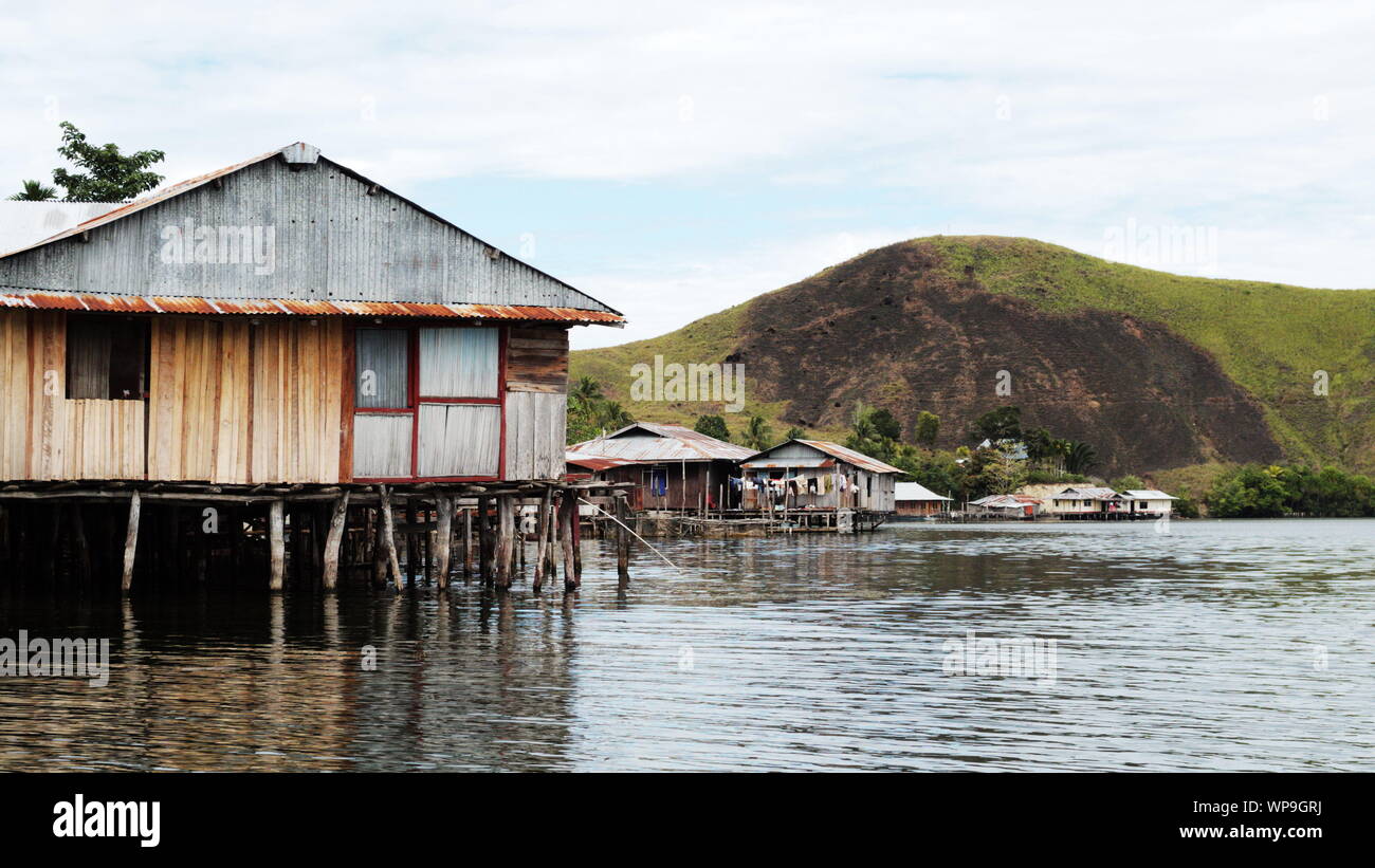 Stilt houses in Doyo Lama, Lake Sentani, West Papua, Indonesia Stock ...