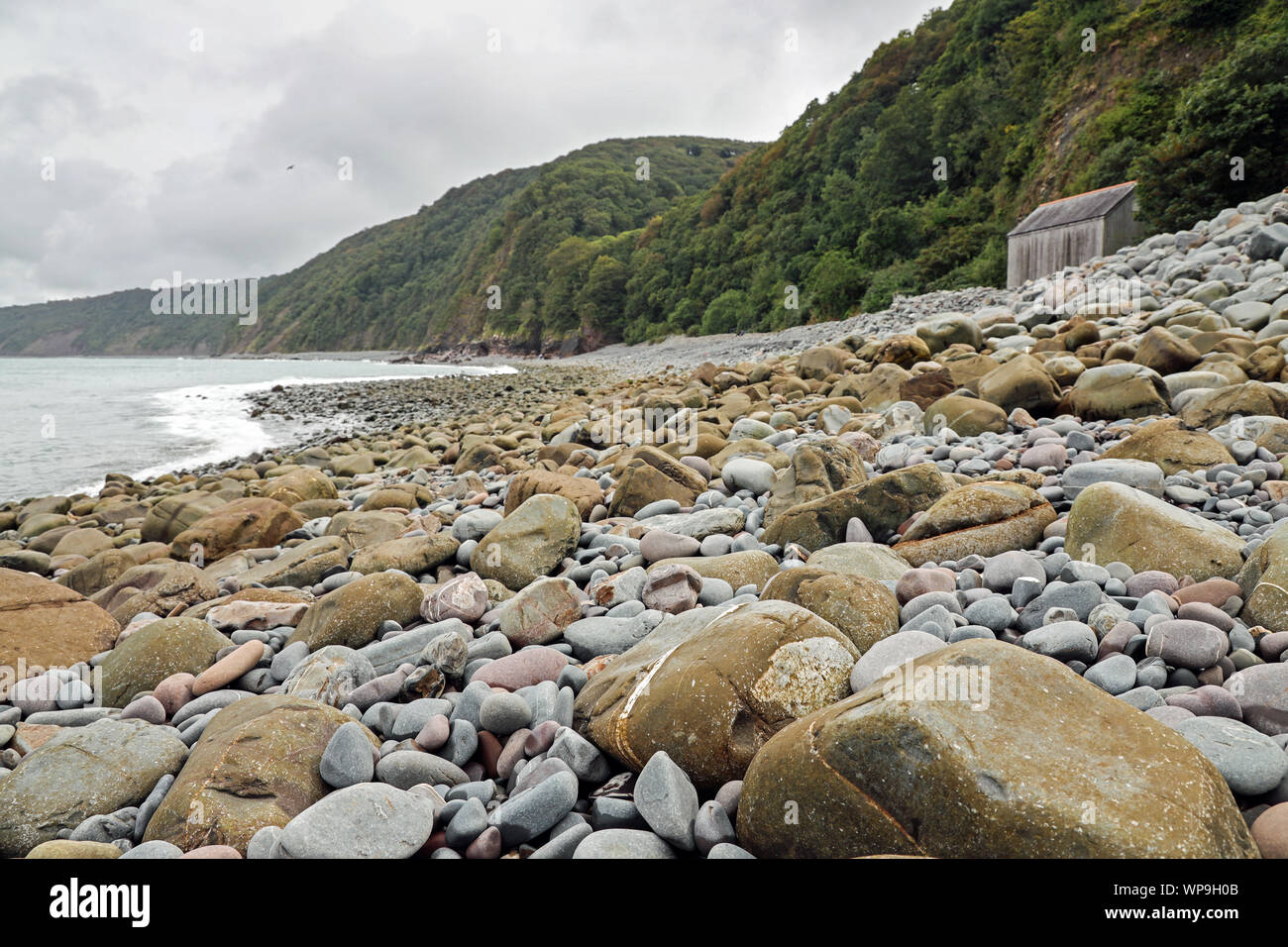 A pebble beach at Clovelly on the coast of north Devon Stock Photo - Alamy