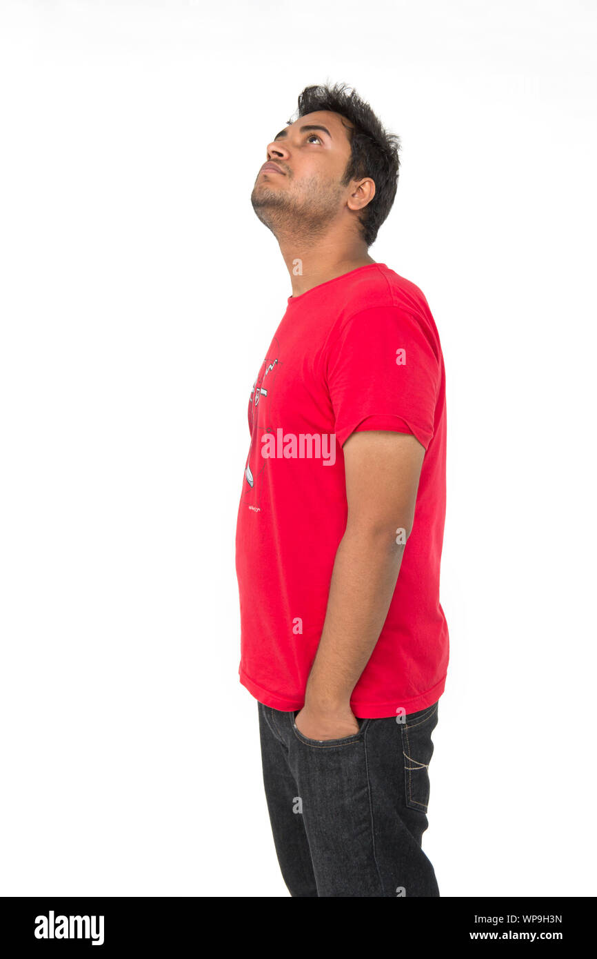 Side profile of a young man looking up Stock Photo - Alamy