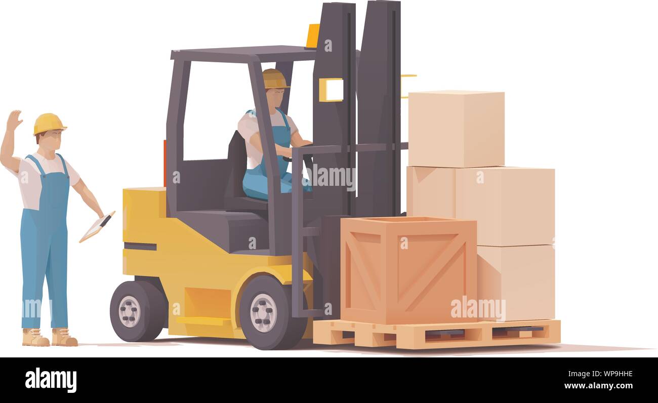 Vector warehouse forklift moving loaded pallet Stock Vector Image & Art ...