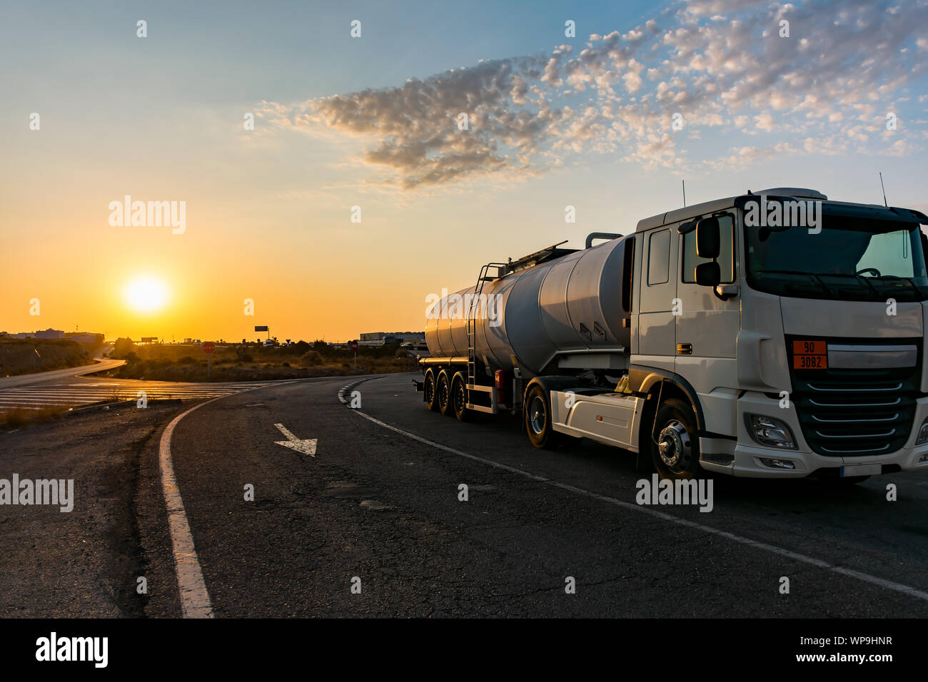 Tanker truck of dangerous goods Stock Photo - Alamy