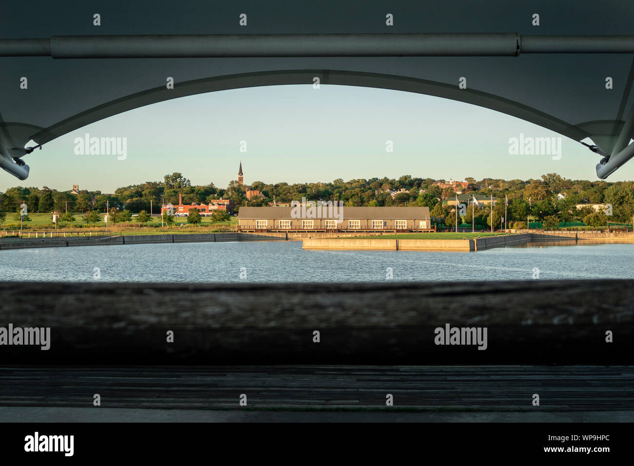 View Thru Inner Harbor Amphitheater in Syracuse, New York Stock Photo ...