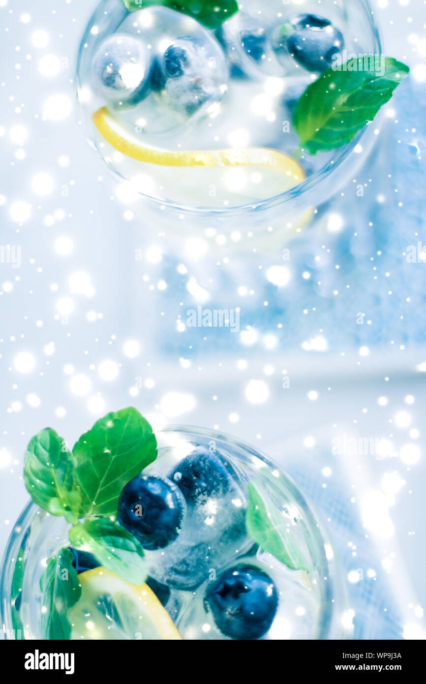 Cold icy drink, luxury bar and New Years Eve party celebration concept ...
