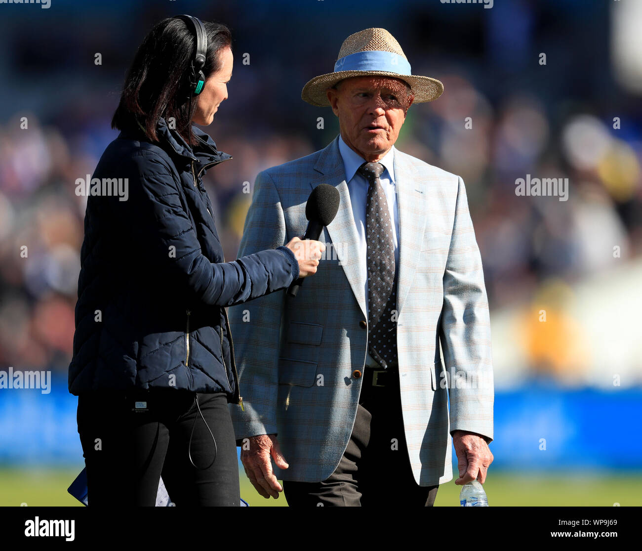 TV Presenter Allison Mitchell (left) interviews Geoffrey Boycott during ...