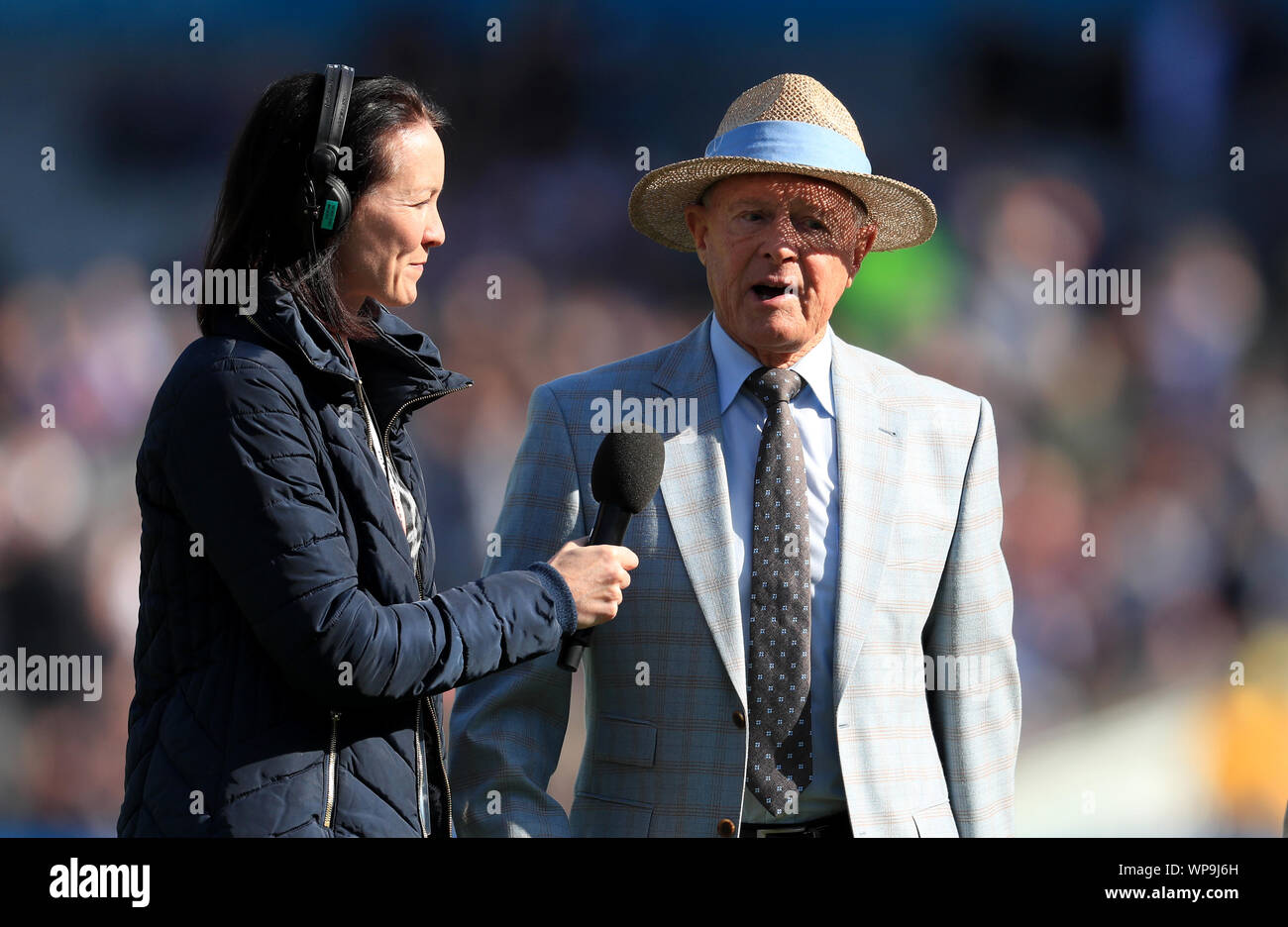 TV Presenter Allison Mitchell (left) interviews Geoffrey Boycott during ...