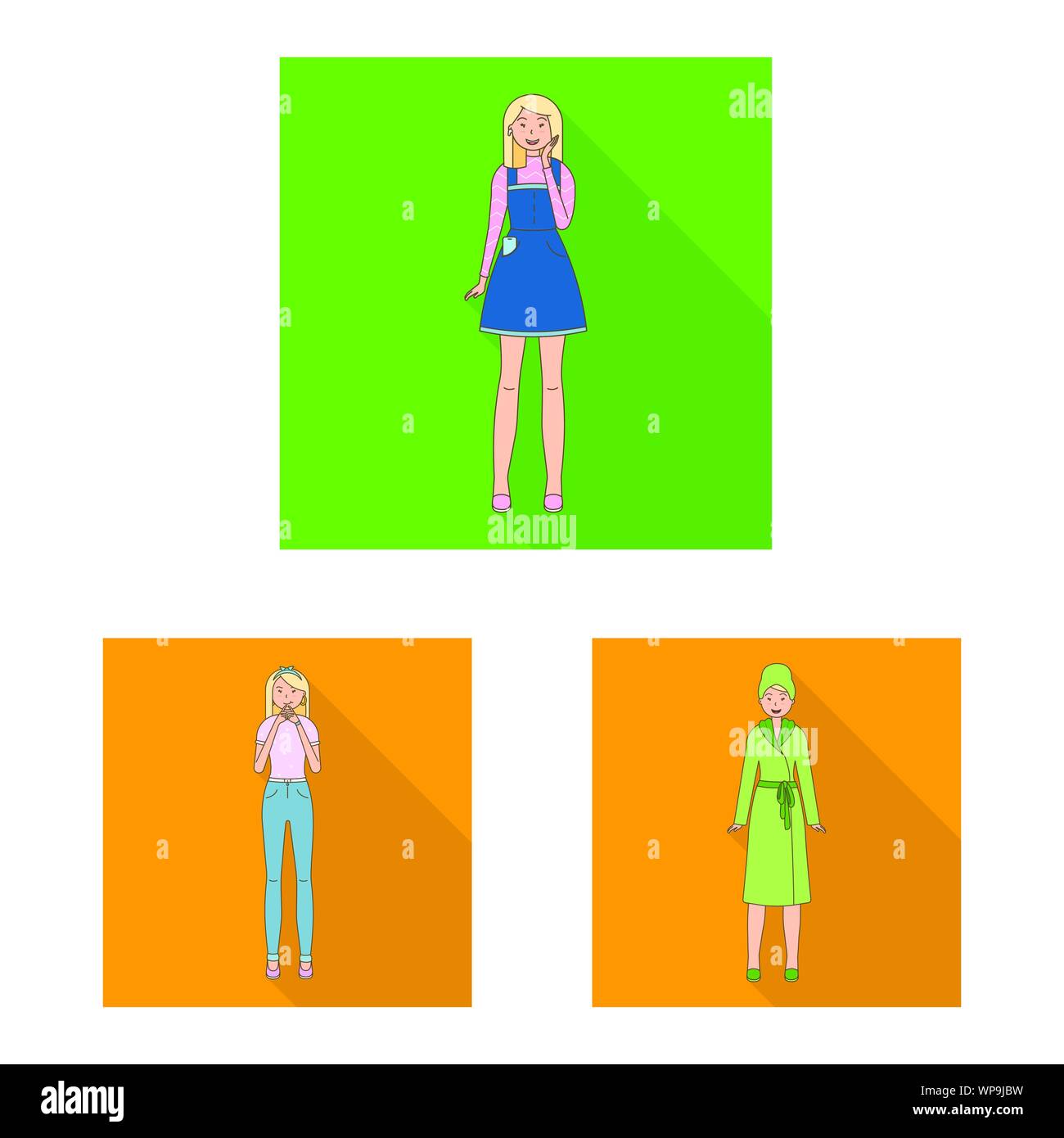 Vector illustration of woman and body icon. Collection of woman and ...