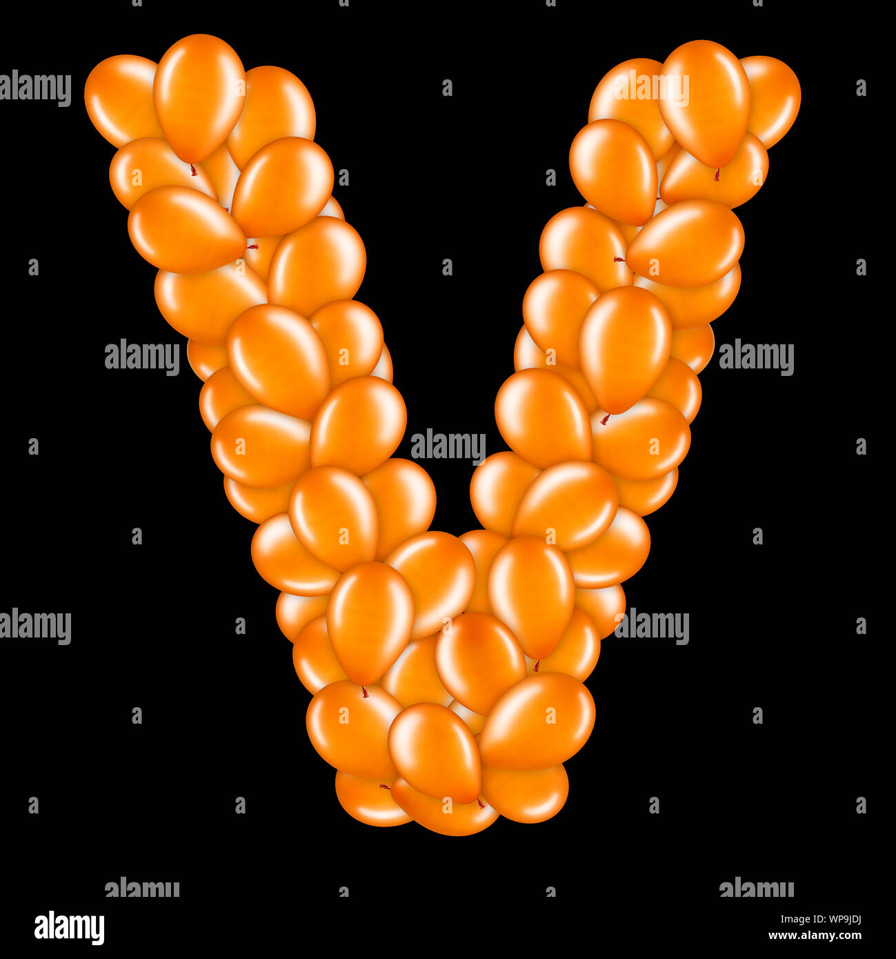 Orange letter V from helium balloons part of English alphabet Stock ...