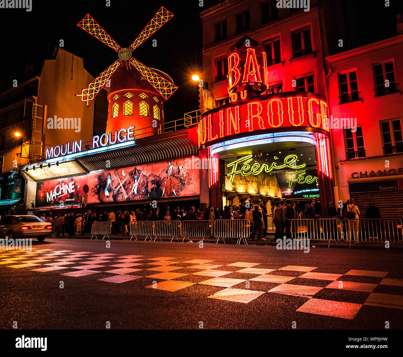 Night lights of Moulin Rouge cabaret in Paris Stock Photo - Alamy