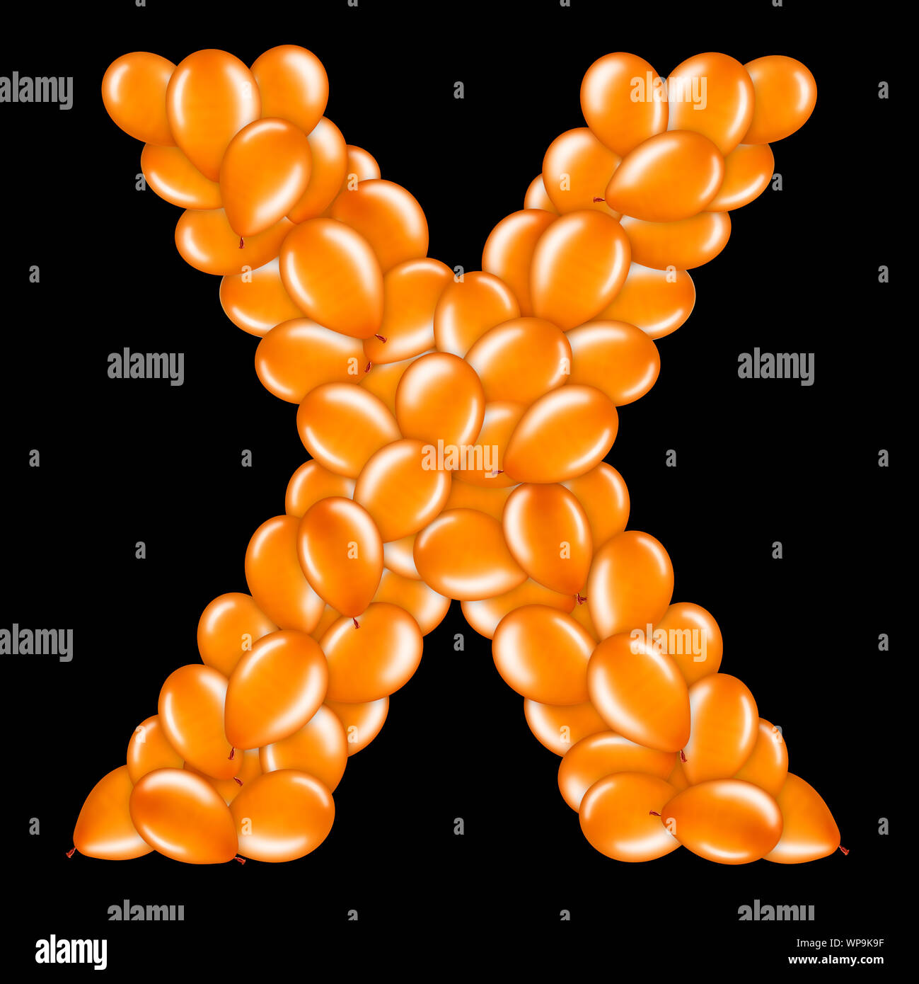 Orange letter X from helium balloons part of English alphabet Stock ...