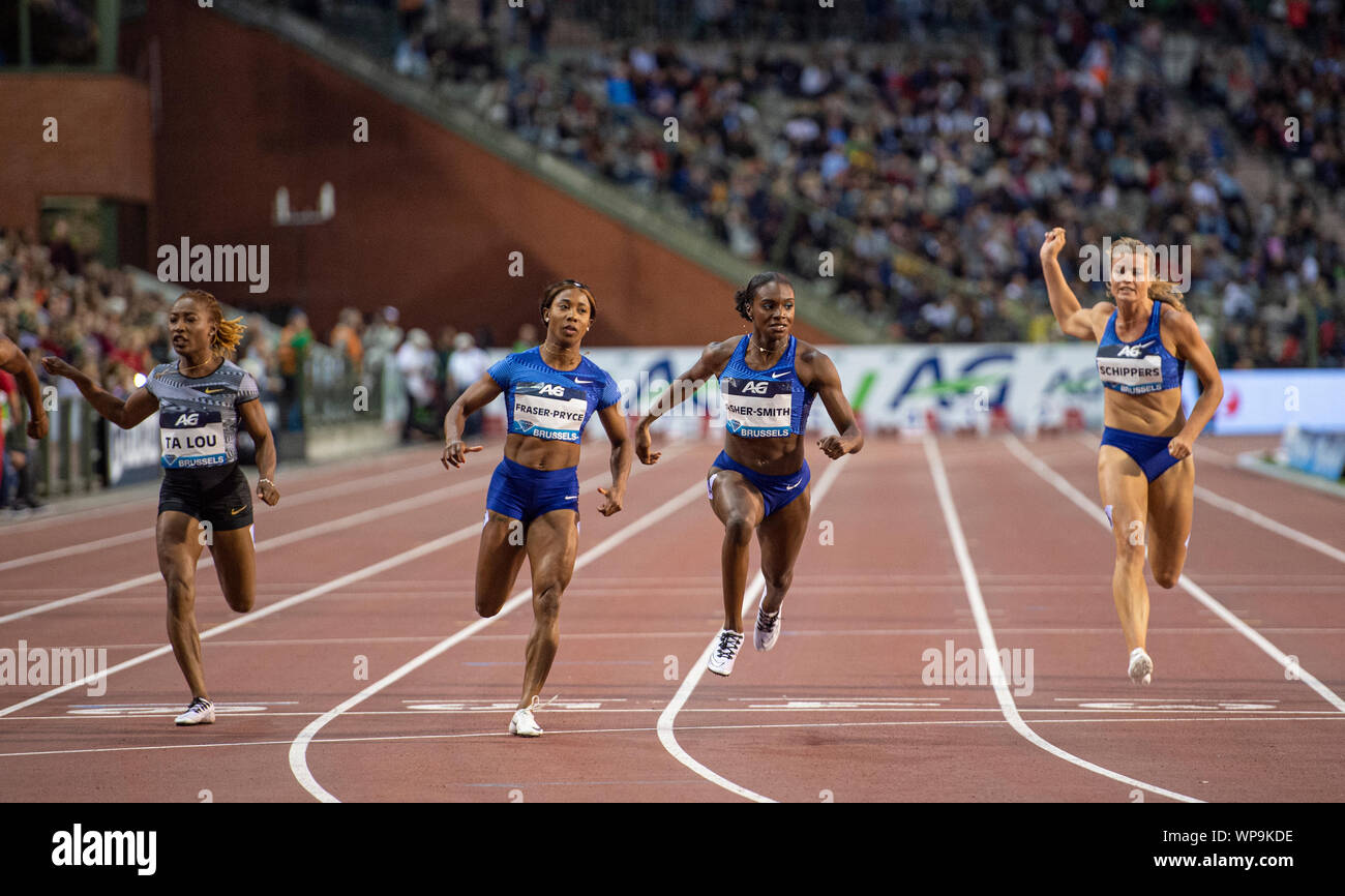 Brussels - Belgium - Sep 6: Marie-Josée Ta Lou (CIV), Shelly-Ann Fraser ...