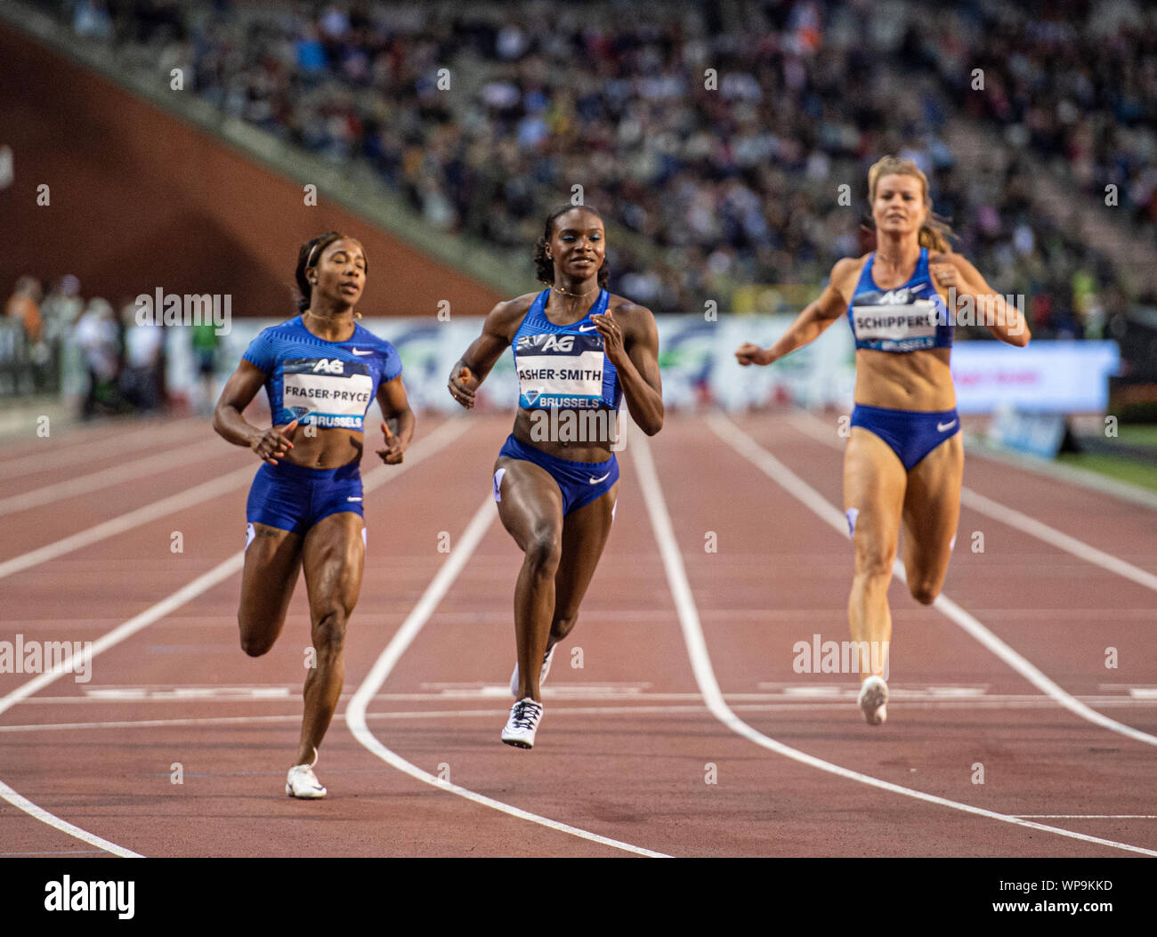 Brussels - Belgium - Sep 6: Shelly-Ann Fraser-Pryce (JAM), Dina Asher ...
