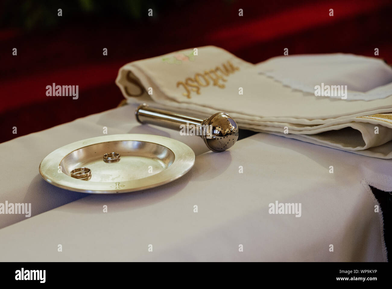 Bride And Groom Before Wedding Altar High Resolution Stock Photography ...