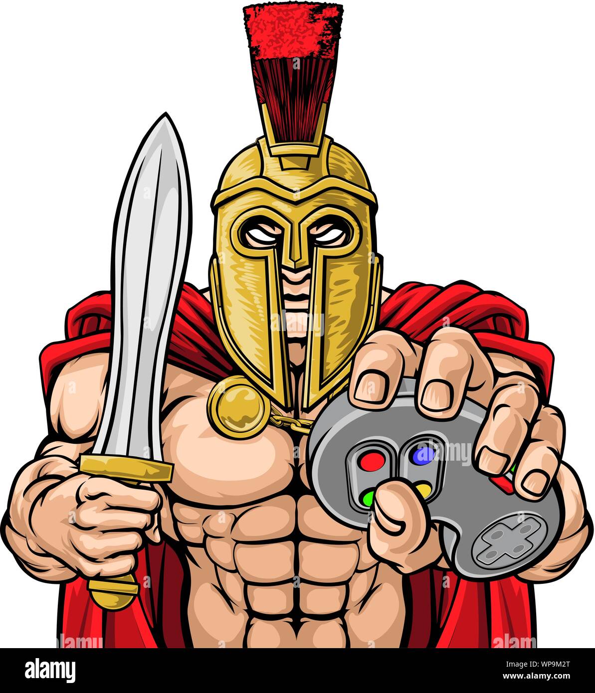 Spartan Trojan Gamer Gladiator Controller Mascot Stock Vector Image ...