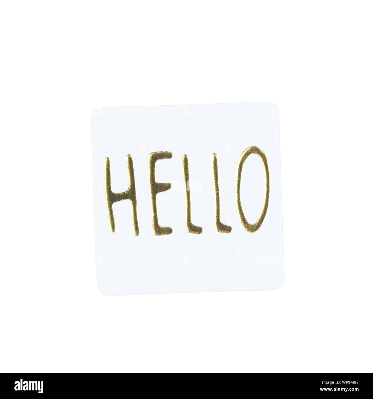 A hello peel off sticker Stock Photo - Alamy