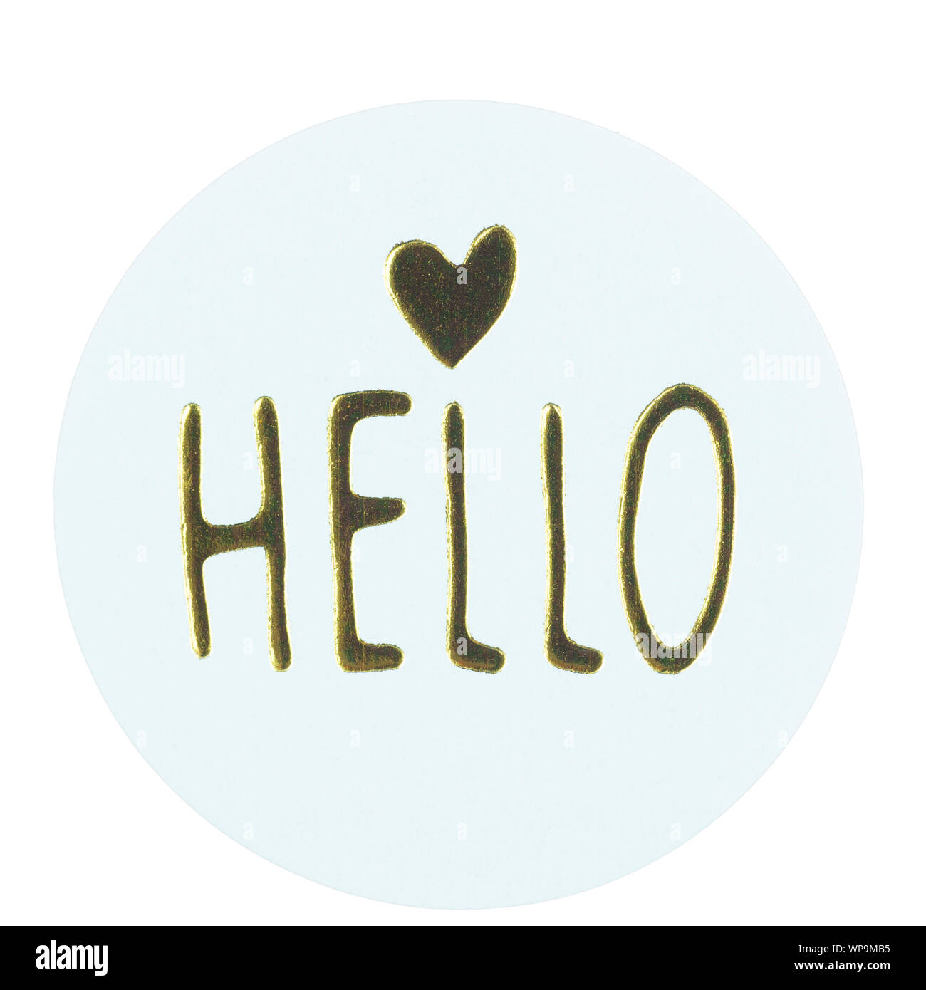 A hello peel off sticker Stock Photo - Alamy