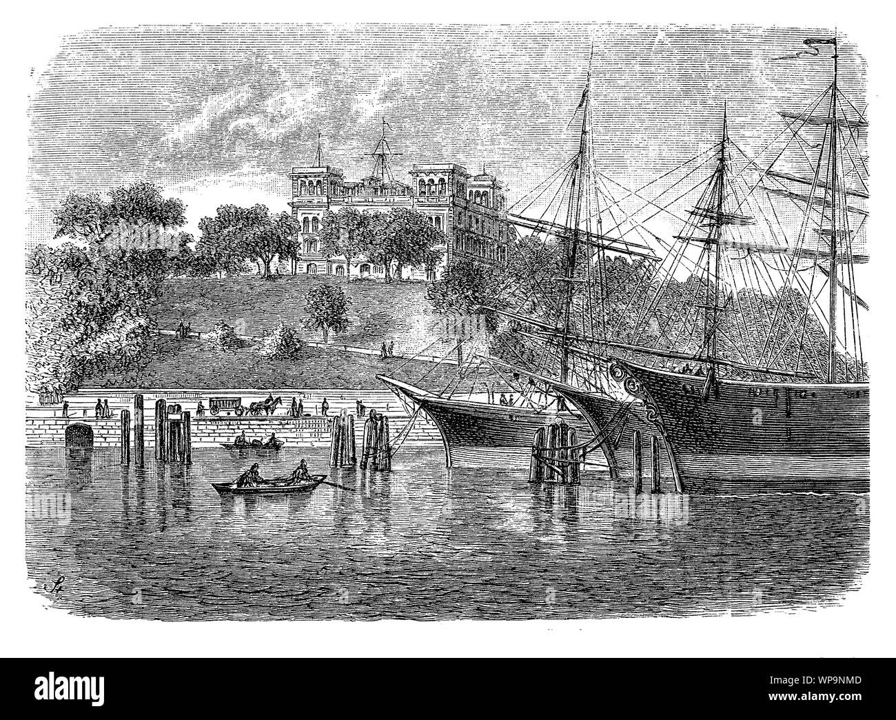 Maritime engraving woodcut Cut Out Stock Images & Pictures - Alamy