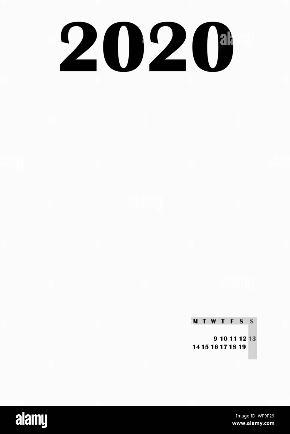 Year 2020 calendar. Simple design for calendar 2020. Calendar on White ...